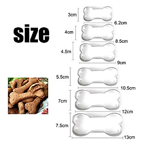 Dog Bone Cookie Cutter Set - 6 Piece Stainless Steel Shaped Cookie Cutters Molds for Baking, Holiday Celebration, DIY
