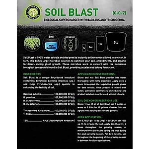 Soil Blast Concentrate 5oz Bottle Makes 29 Gallons by Supreme Growers Compost Tea Alternative Inoculant Contains Beneficial Bacteria and Trichoderma Can Be Used with Myco Blast and Kelp Blast