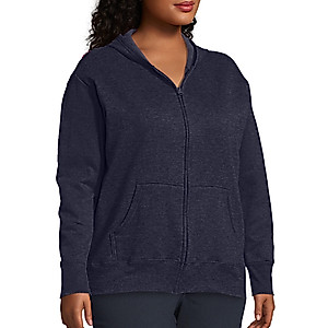JUST MY SIZE womens Comfortsoft Ecosmart Fleece Full-zip Women's athletic hoodies, Navy Heather, 3X US