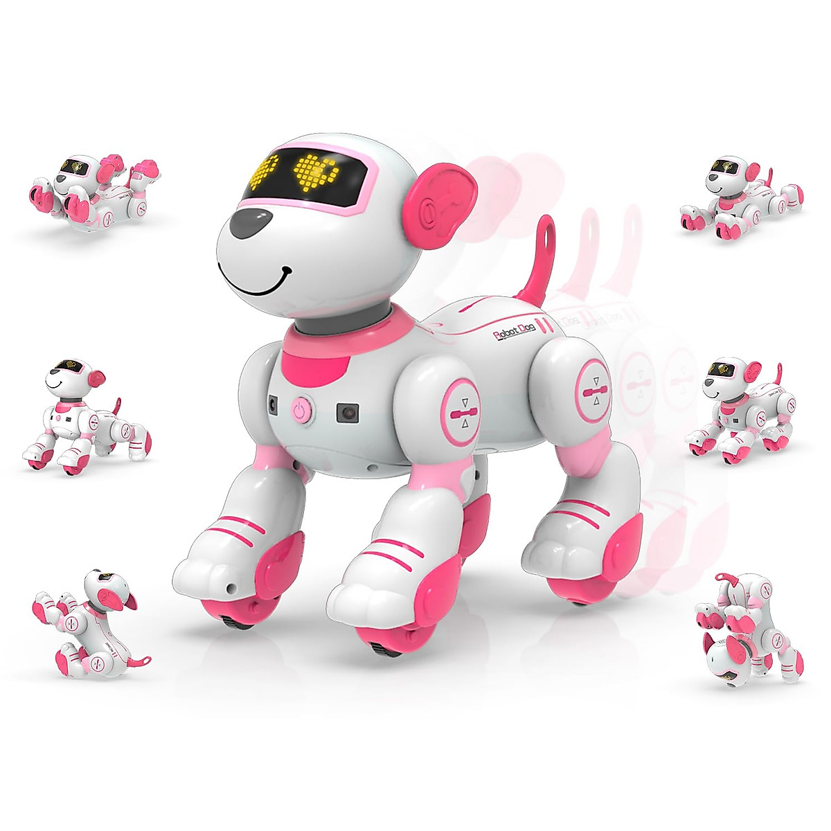 STEMTRON Programmable Remote Control Robot Cat Robot Dog for Kids, Interactive Robotic Dog Robotic Cat, Robo Dog Robo Cat, RC Robot with Touch Sensing, LED Eyes, Dance & Music