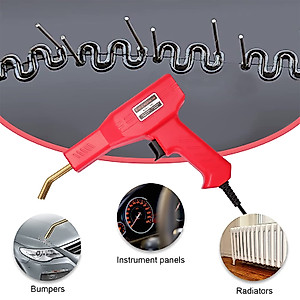 50w Hot Stapler,Plastic Welding Machine Car Bumper Repair Kit with Plier, knife,Flat/Outside Corner/Inside Corner/Wave Staples Welding Repairing Machine Welder Gun Repair (Red)
