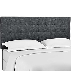 Modway Paisley Upholstered Tufted Linen Fabric Twin Headboard Size in Gray