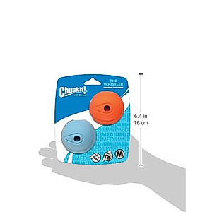 Chuckit The Whistler Ball Dog Toy, Medium (2.5 Inch Diameter) for Dogs 20-60 lbs, Pack of 2, Multicolor