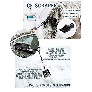 3-in-1 Snow Shovel with Ice Scraper & Snow Brush, Multifunctional Emergency Snow Shovel Kit, 3 Piece Portable Snow Shovel Removal Kit for Car and Truck, Camping and Outdoor Activities