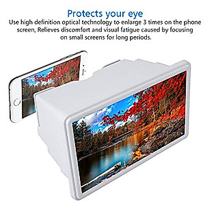 12Inch Phone Screen Amplifier, Retractable Foldable HD High Definition 3D Mobile Video Magnifier Phone Stand Bracket with Cleaning Cloth, Compatible with All Smartphones(White)