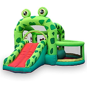 Bouncy Castle, Inflatable Castle, Frog Inflatable Bouncer, Activity Air Trampoline House with Slide and Blower, Outdoor Family Playground Garden Kid Toys Gift