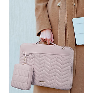 BAGSMART 13-14 inch Laptop Sleeve with Handle, Puffy Padded Case Accessories Bag, MacBook Fitted Air Pro 13.3 14 inch, Computer Dell,HP