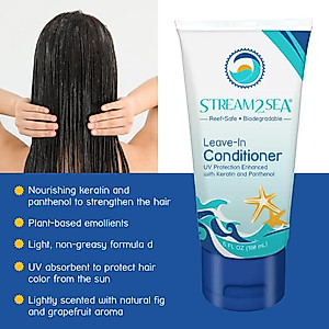 Leave-In Hair Conditioner Detangles & Replenish Hair Moisture Natural Reef Safe Formula - Sulfate and Paraben Free with UV Protection by Stream2Sea