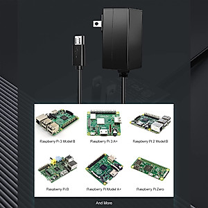 5V Power Supply for Raspberry Pi, SoulBay 3A Micro USB AC Adapter for Pi 3 2 Zero Model B B+ A A+ Retropie Motherboard, 6 Foot Cable