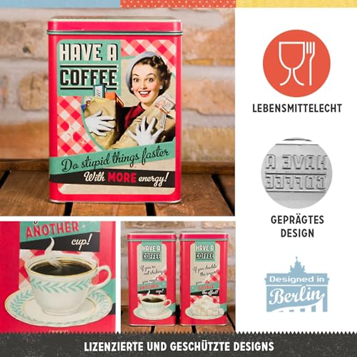 Nostalgic-Art Retro Storage Box L Have A Coffee-Gift Idea for Nostalgic, 3 l, Vintage Design