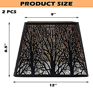 Royxen 2 Pack Modern Lamp Shades Metal Lampshade for Table Lamp and Floor Light (Square Trees)