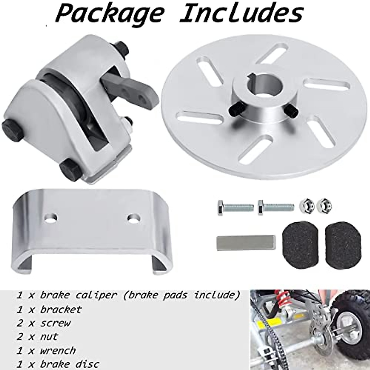 Go Kart Brake Kit Mechanical Disc Bracket Caliper for Mancoo 9598 9597 Yerf-Dogg ASWW Predator 196cc 212cc 6.5hp GX160 Mechanical Brake Kit