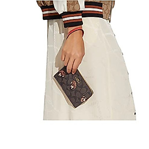 Corner Zip Wristlet In Signature Canvas With Hedgehog Print