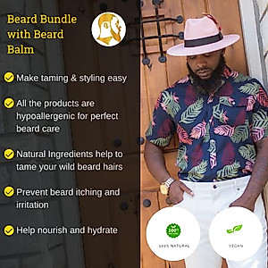 Yulaw Naturals Black Beard Brigade Premium Classic Beard Kit Combo with Balm - All Natural Ingredients - Softens & Strengthens Beard Hair & Skin - Beard Care Kit for Men