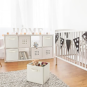 MaidMAX Fabric Storage Cubes, Cloth Cubby Storage Bins for Home Bedroom Closet Nursery Drawers Cube Organizer, Foldable, Beige, 10.5×11 inches, Set of 6