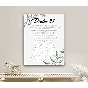 Inspirational Quotes Canvas Wall Art, Psalms 91 Wall Art Sign, Spiritual Wall Decor Sign, Bible Verse Print, Scripture for The Home or Office Sign, Christian Scripture Wall Decor 12x15