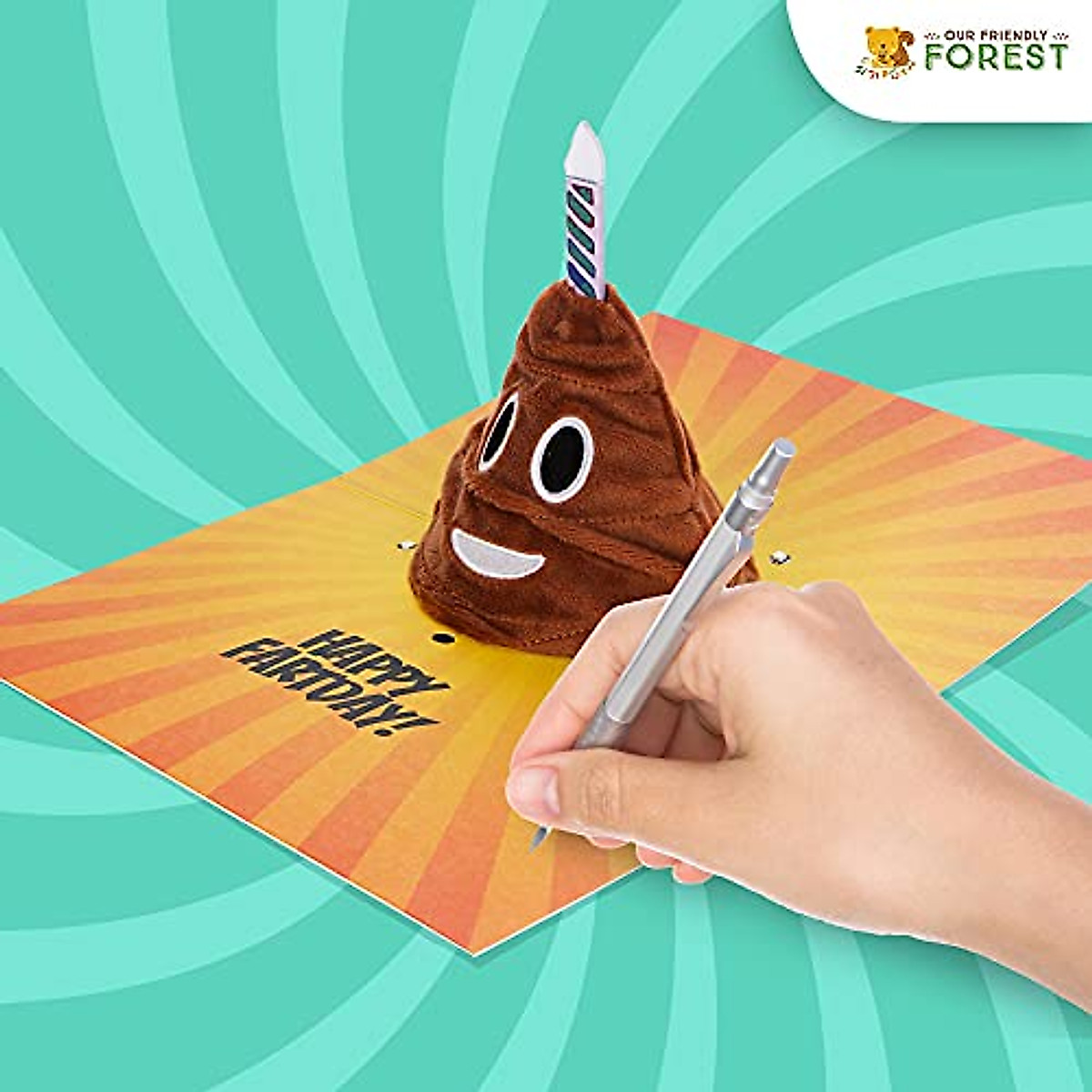 Plush Happy Birthday Card – Plays & Sings a Hilarious Version of the Happy Birthday Song - Lights Up in Sync to Music - 3D Pop Up Birthday Card Funny Birthday Card for Men, Women & Kids