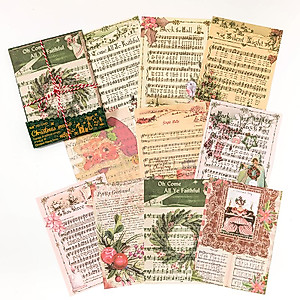 Dwpetzo 128 Sheets Christmas Scrapbook Paper Stickers Kit for Scrapbooking Supplies, 5.5" x 3.9" 30 Christmas Patterned Single Sided Sheets, 6.3"x6.3" 8 Sheets Scrapbook Stickers