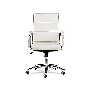 Alera ALENR4206 Neratoli Series Mid-Back Slim Faux Leather Chair - White/Chrome