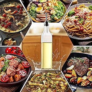 Gusnilo Olive Oil Dispenser Bottles Set 17 oz Olive Oil Bottle 500 ML Oil and Vinegar Cruet Bottle Oil Dispenser Bottle for Kitchen Glass Oil Bottle with Funnel and Pourers (2PCS)