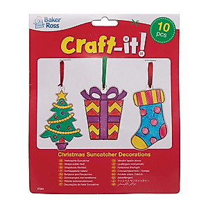 Baker Ross AT294 Christmas Suncatcher Decorations,Acrylic - Pack of 10, Festive Arts and Craft, assorted