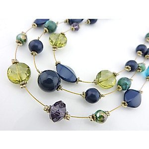 Coiris 3 Layers Illusion Wire Beaded Statement 19.5" Necklace for Women (N0005)