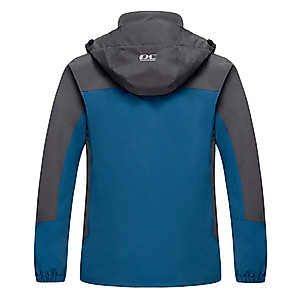 Men Casual Hooded Rain Jacket-Diamond Candy lightweight Waterproof Softshell Raincoat Outdoor Sportswear, Dark Blue, XL