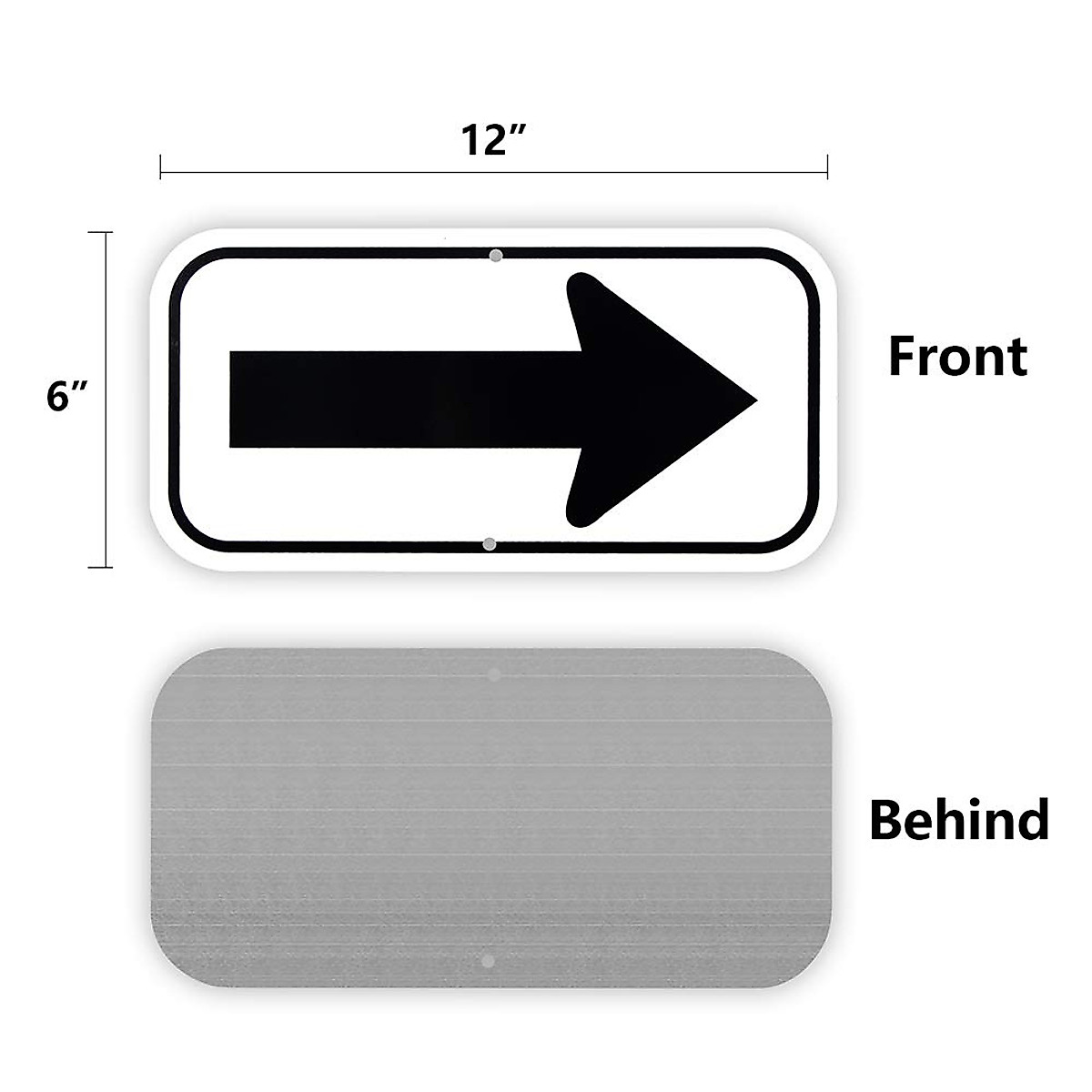 2-Pack Arrow Sign,for Indoor or Outdoor Use，12"x 6" .04" Aluminum Reflective Sign Rust Free Aluminum-UV Protected and Weatherproof