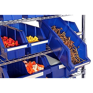 Heavy Duty Commercial Steel Wire Bin Storage Rack, Mobile, 24 Bins (Blue, 1 Pack)