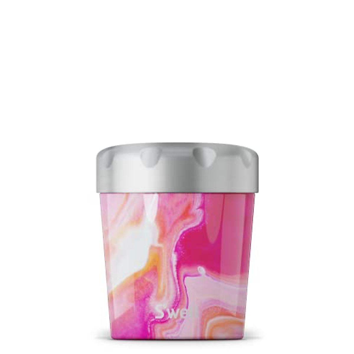 S'well Stainless Steel Ice Cream Pint Cooler 16 ounces Triple Layered Vacuum Insulated Keeps Ice Cream Frozen for Hours Ice Cream Pint Cooler, 1 Count (Pack of 1), Rose Agate