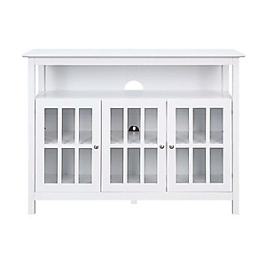 Convenience Concepts Big Sur Deluxe TV Stand with Storage Cabinets and Shelf for TVs up to 55 Inches, White