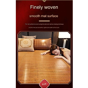 Bamboo Sleeping Mat, Sleeping Mat, Breathable Folding Bed Double-Sided Bamboo Mat, Bedding for Home School Dormitory(1.35m)