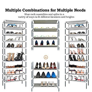 Balanu Hosmat 10-Tier Shoe Rack Free Standing Non-woven Fabric 30-Pair Shoe Tower Organizer Cabinet for Indoor Bedroom or Living Room (10 Tier, Grey)