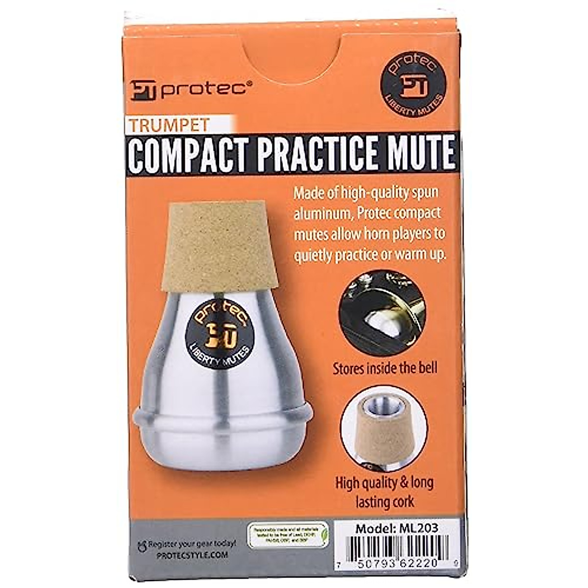 Protec ML203 Liberty Trumpet Compact Aluminum Practice Mute