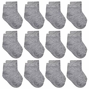 WAFUNNE Baby Socks for Toddler Boys Girls Cotton Crew 3-5T 12 Pairs Gray G0L