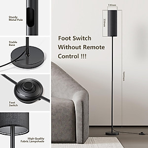 Lithomy Floor Lamp,LED Floor Lamp for Living Room with Lamp Shade,3000k-7000k Modern Standing Floor Lamp for Bedroom, Office, Kids Room,Dimmable Floor Lamp,9W Bulb Included-Black with Black Lampshade