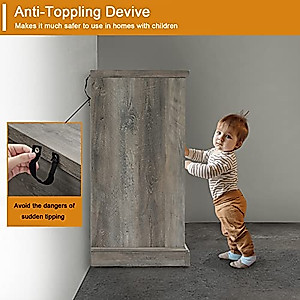 Okvnbjk Buffet Cabinet, 32 Inch Sideboard Coffee Bar Cabinet with Adjustable Shelves for Kitchen Small Accent Storage Cabinet(Grey Wash)