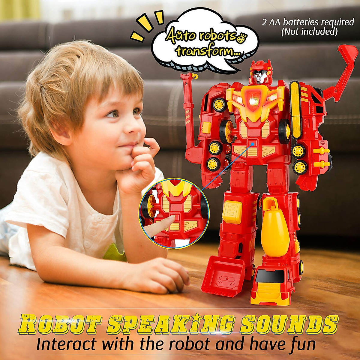 Construction Toy, Pull Back Play Vehicles for 3 4 5 6 Years Old Boy Kids Toddler, Transform Robot Car Toys Truck,Assemble Cars Action Figures Set