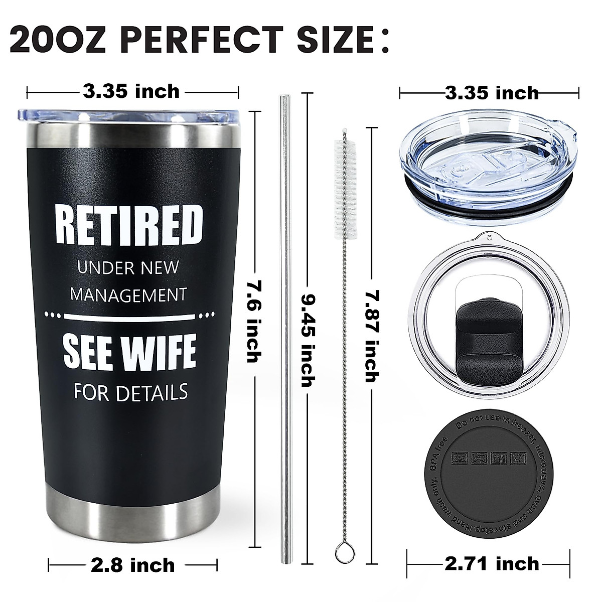 CHLJAR Retirement Gifts for Men, Happy Retirement Party Decorations, 20 Oz Retired Gifts Tumbler Cup, Retired Gifts for Men, Best Retirement Gift Idea for Parties and Celebrations