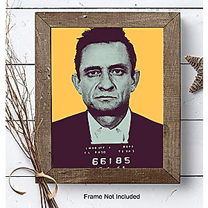 Johnny Cash Folsom Prison Mugshot Poster - 8x10 Andy Warhol Pop Art Wall Art Sign - Cool Unique Modern Home Decor for Living Room, Bedroom, Office - Gift for Country Music, Nashville Fans, Men, Women