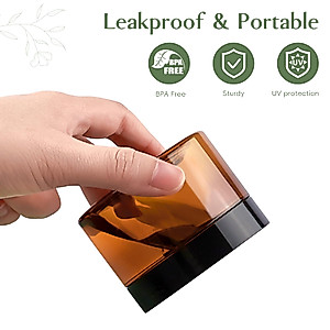 Qeirudu 4 oz Amber Plastic Jars with Lids and Labels, 12 Pack Empty Brown Body Butter Containers for Cosmetic, Body Scrub, Creams and Lotion