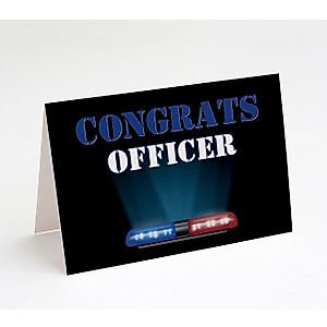 M Market On Mainstreet Graduation Cards w/Premium 32lb White Envelope, Peel and Seal Envelope, Made in the USA by Small Business (Police Academy Graduation)