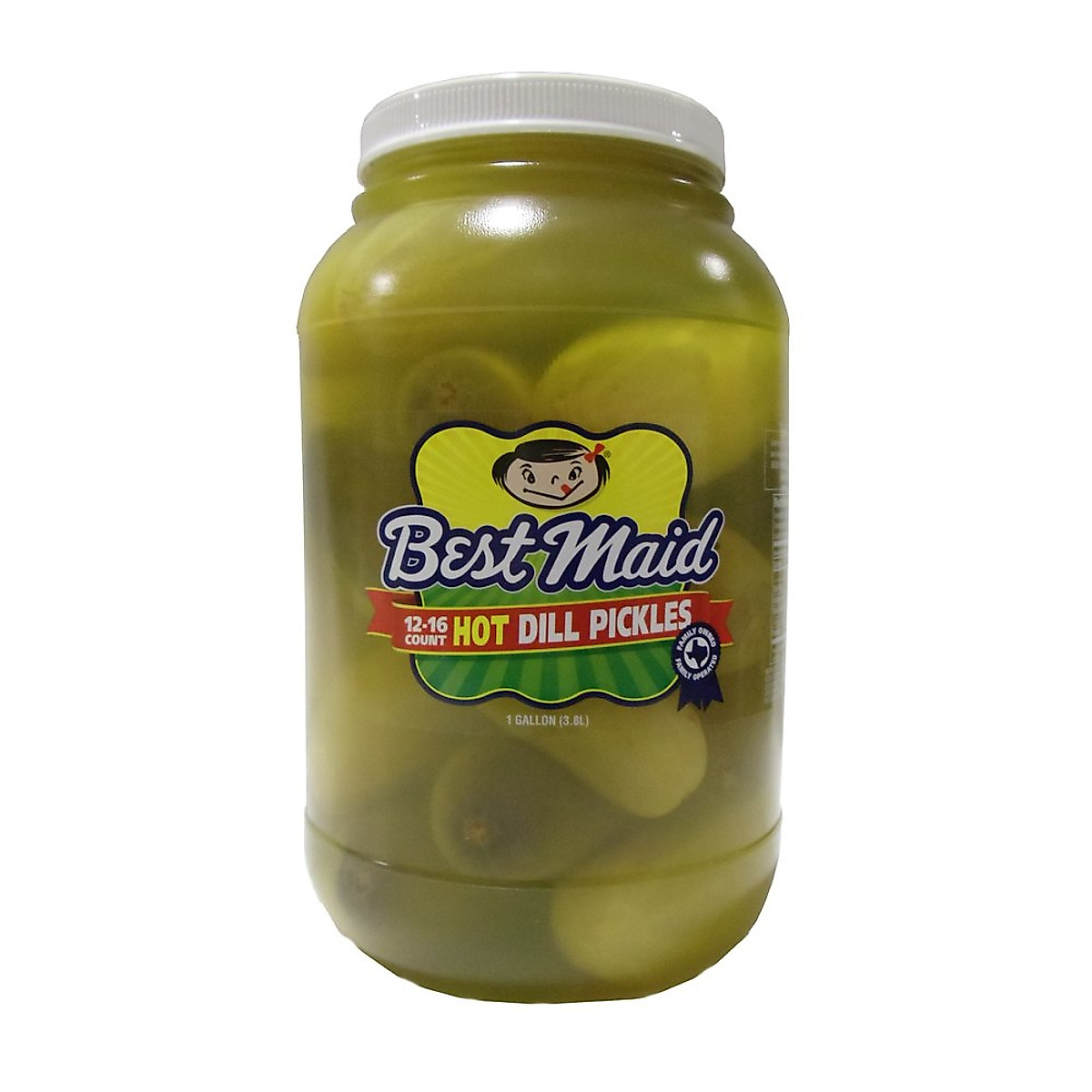 Hot and Spicy Pickle Whole Dill Pickles Fresh Pack, 1 Gallon Plastic Jar Best Maid