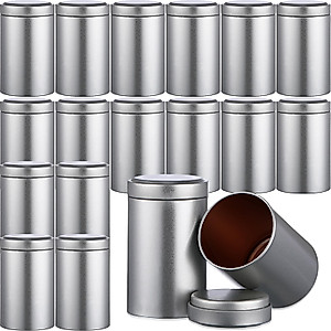 meekoo 18 Pcs Tea Tins Canister for Loose Tea 6 oz Airtight Tea Tins Bulk with Lids Metal Tea Jars Small Round Storage Containers for Travel Business Coffee Cans Candy Spices Herbs Kitchen(Silver)