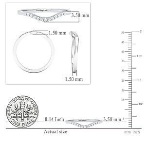 Dazzlingrock Collection Round White Diamond 11 Stone Contour Stackable Wedding Band for Women in 925 Sterling Silver Size 5