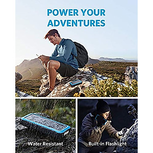 Anker PowerCore Solar 20000, 18W USB-C Power Bank 20,000 mAh with Dual Ports, Flashlight, IP65 Splash Proof and Dustproof for Outdoor Activities, Compatible with Smartphones and Other Devices