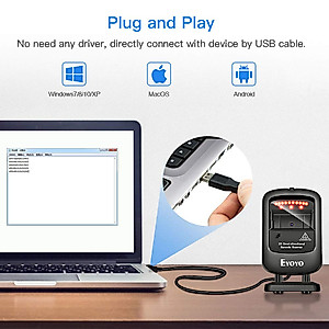 Eyoyo 1D 2D Desktop Barcode Scanner, Omnidirectional Hands-Free USB Wired Barcode Reader, Capture Barcodes from Mobile Phone Screen, Automatic Image Sensing for Supermarket Library Retail Store
