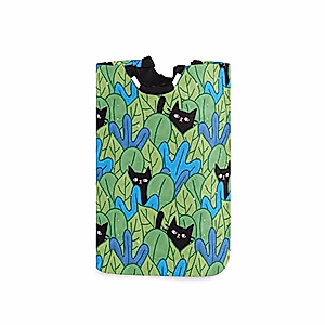 Kigai Cartoon Black Cat Laundry Basket Large Collapsible Waterproof Laundry Hamper with Handles Portable Storage Basket Dirty Clothes Toys Organizer for College Dorms, Nursery, Bathroom