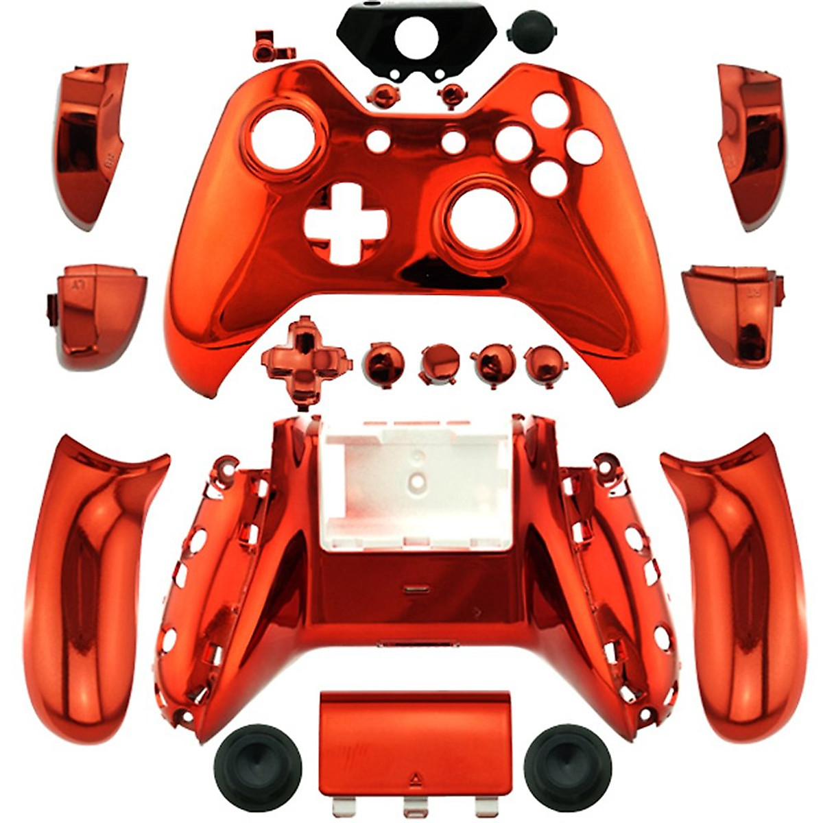 New Custom Full Housing Shell Case Cover with Buttons for Xbox One Wireless Controller - Chrome Red