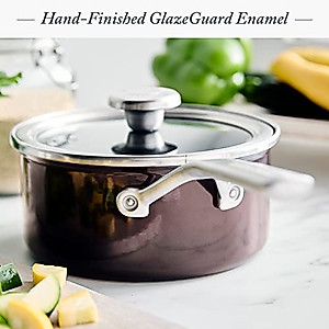 Merten & Storck European Crafted Steel Core Enameled Cookware, 2.1QT Saucepan Pot with Lid, Induction, PFAS & PTFE Free, Dishwasher Safe, Oven & Broiler Safe, Merlot Red